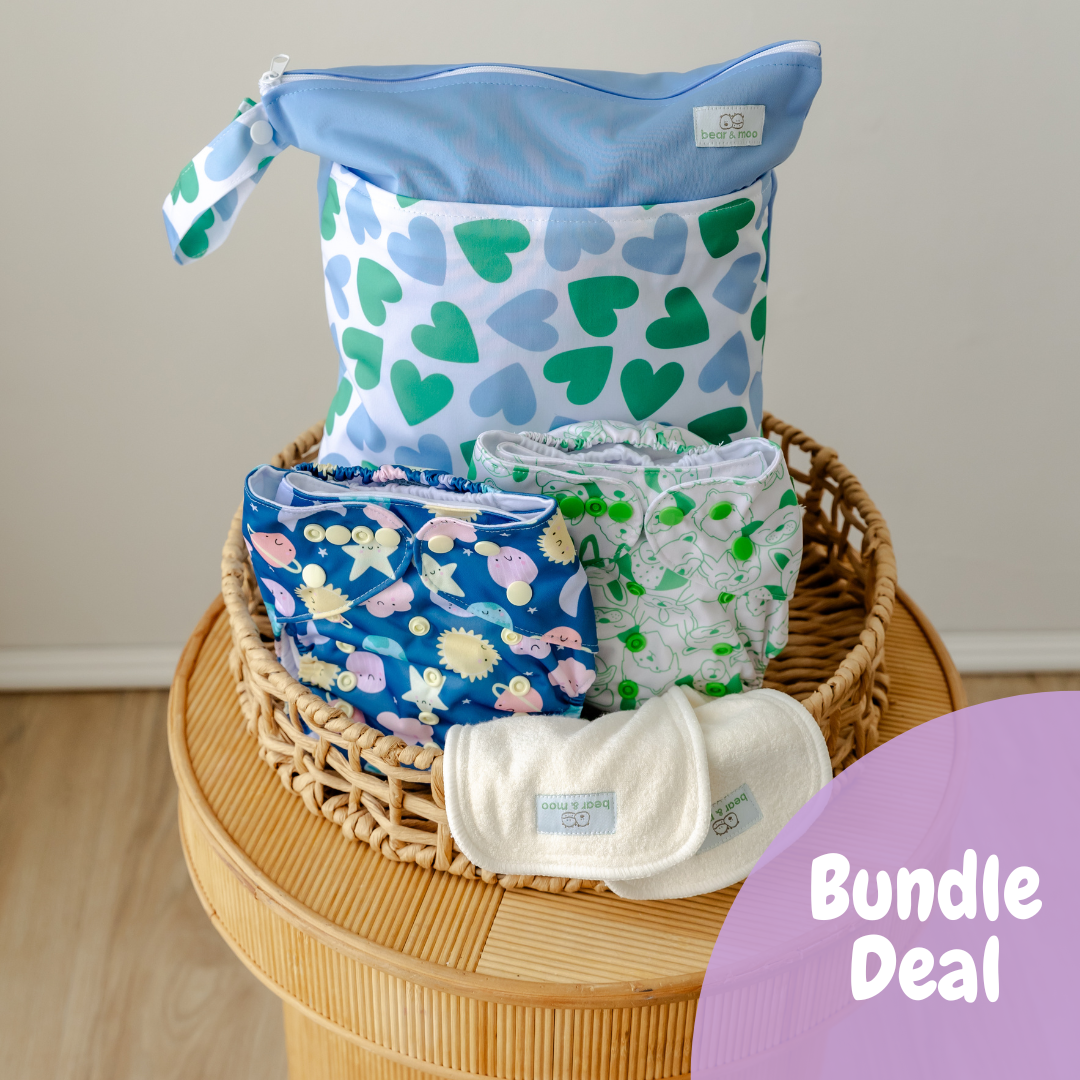 Bear & Moo Gift Pack Gift Bundle | Reusable Cloth Nappy Bundle Deal