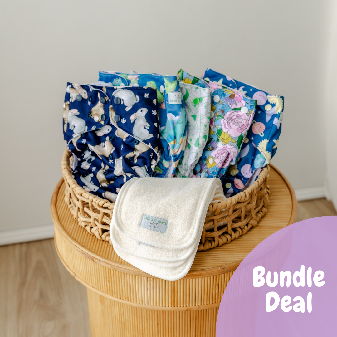 Bear & Moo Large Reusable Cloth Nappy Value Pack Bundle