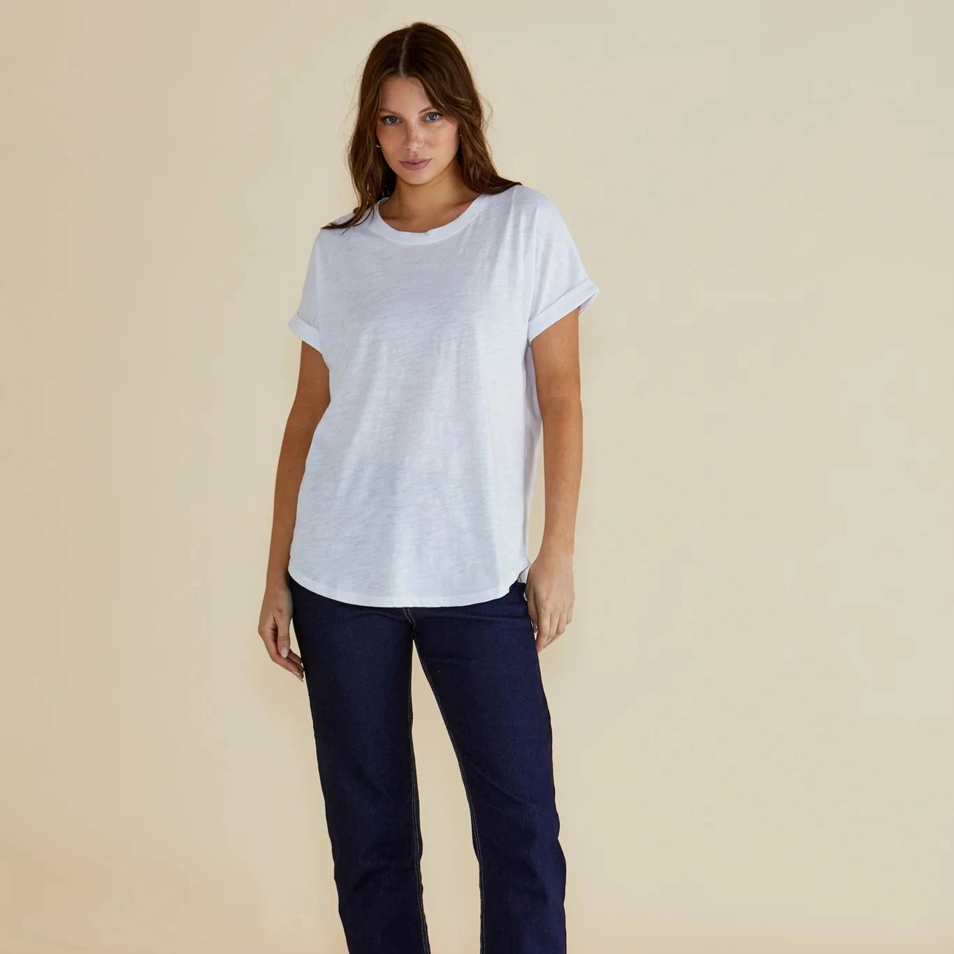 Betty Basics Hailey Short Sleeve Tee in White | Bear & Moo