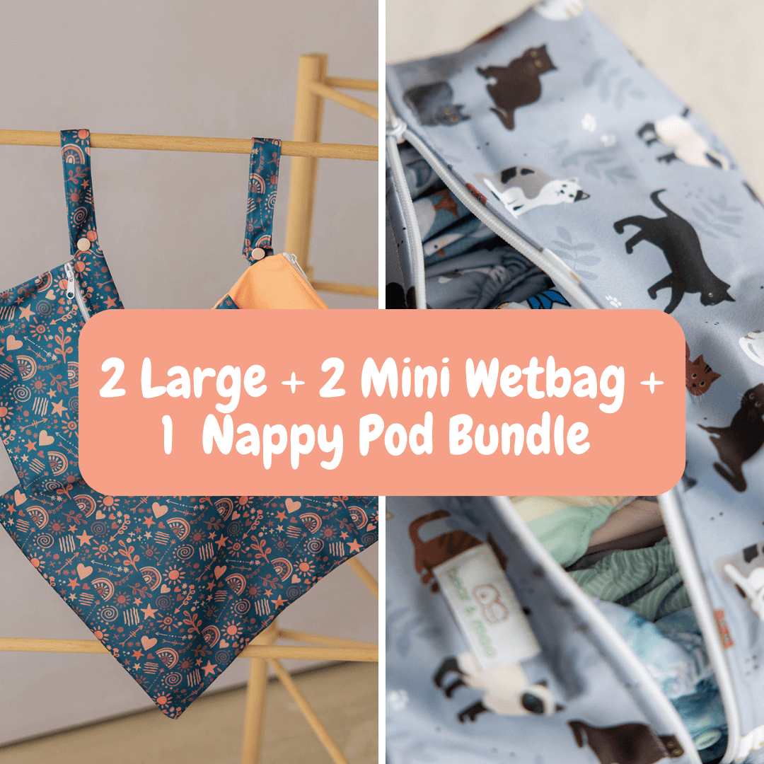 Bear & Moo Reusable Wet Bags + Nappy Pod Bundle