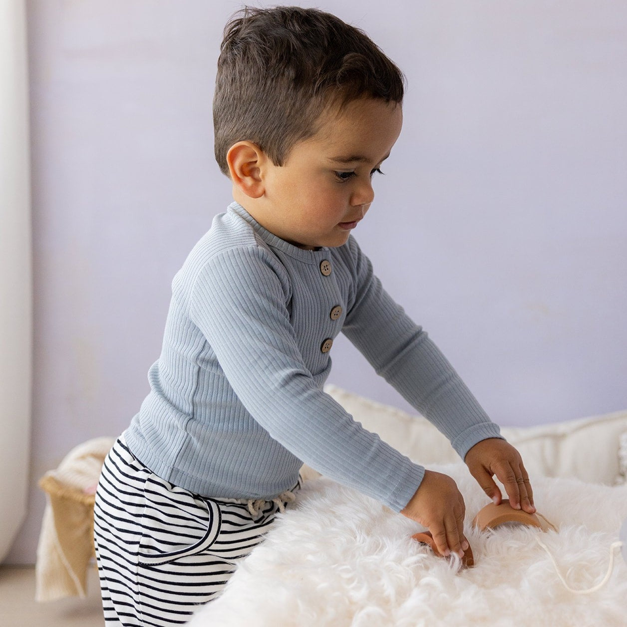 Hello Poppet Henley Ribbed Top | Bear & Moo